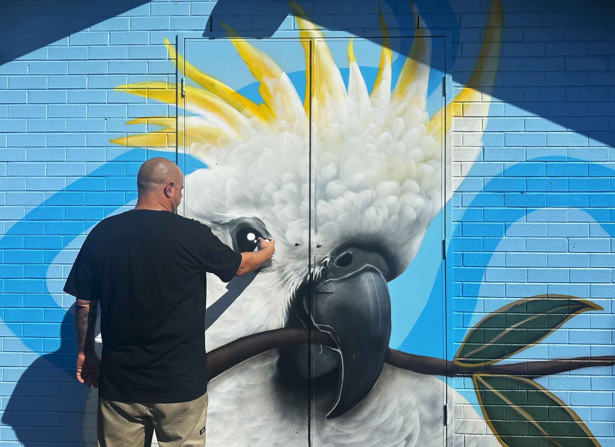 Artist Dan Krause putting finishing touches on Bray Park pump station ...
